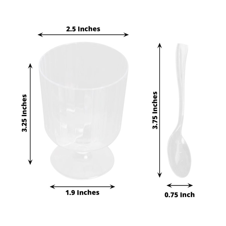 24 Pack | Clear Mini Ribbed Plastic Dessert Cups With Spoons ...