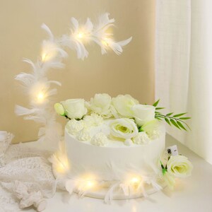 Real Feather LED Wedding Cake Topper, LED Light up Cake Topper ...