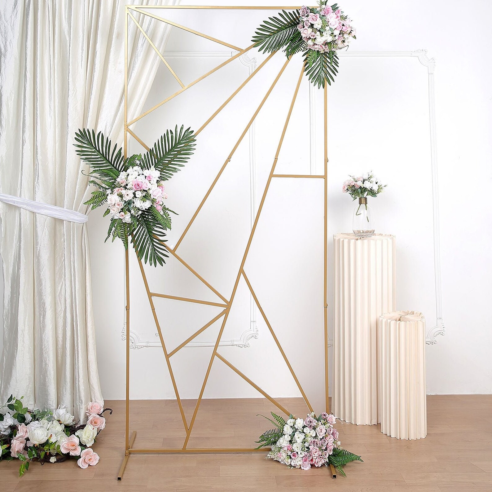 7ft Tall Gold Metal Geometric Wedding Backdrop Rectangle Floor - Etsy