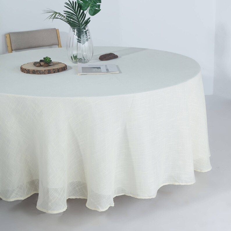 108 White Premium Faux Linen Round Tablecloth Wrinkle | Etsy