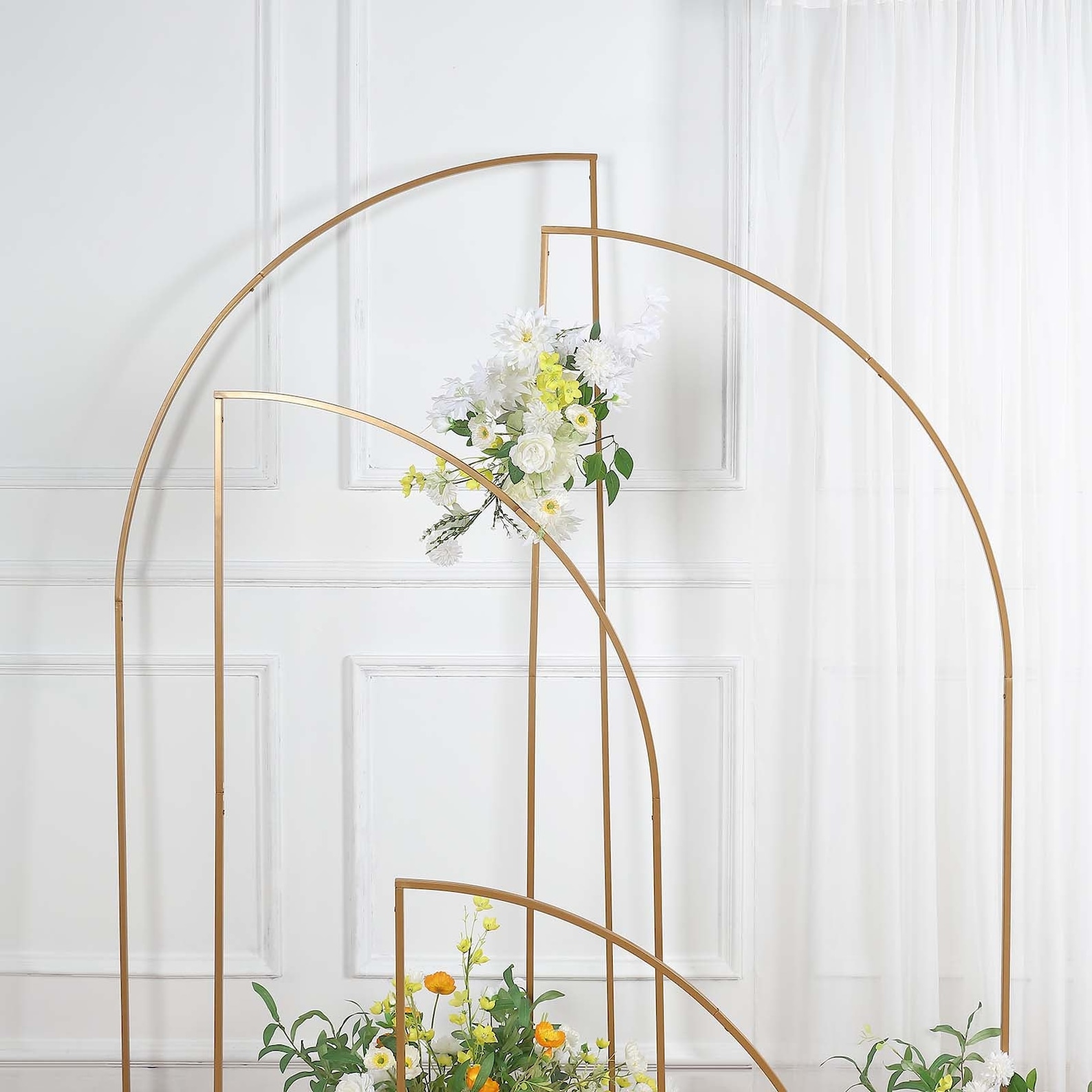 Set of 4 | Gold Metal Wedding Arch Chiara Backdrop Stand, Half Moon ...