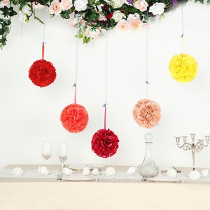 2 Pack | 7" Red Flower Ball, Rose Kissing Balls, Hanging Pomander ...