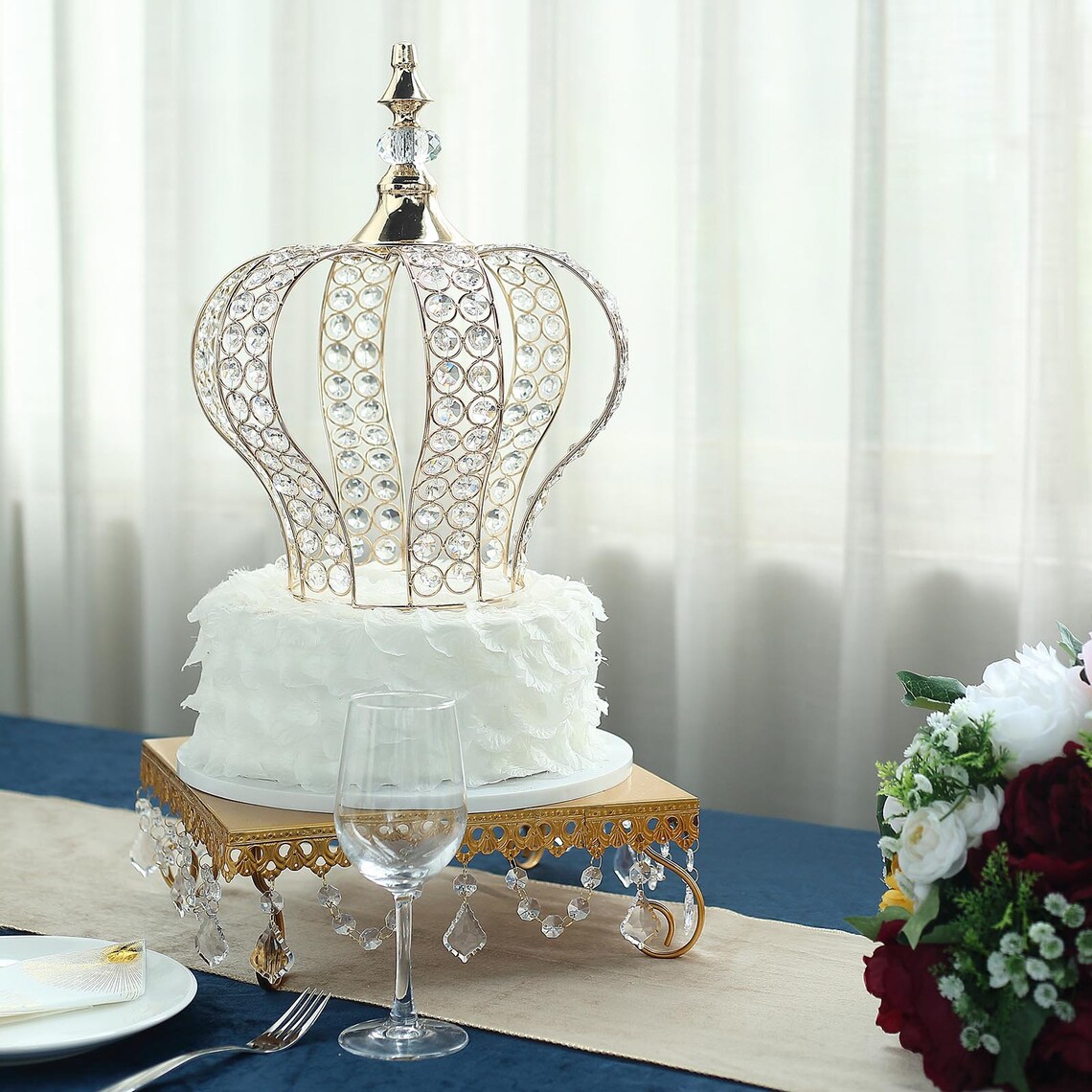 14" Gold Cake Toppers With Acrylic Crystals, Royal Crown Cake Toppers ...