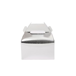 25 Pack | Metallic Silver Party Favor Boxes, Gift Tote Boxes, Gable ...