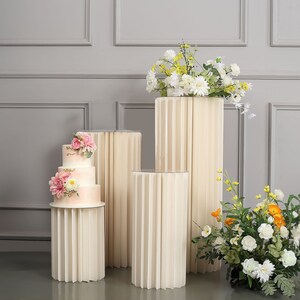 32" Ivory Wedding Props Stage Origami Round Pillar Set Baby Shower ...