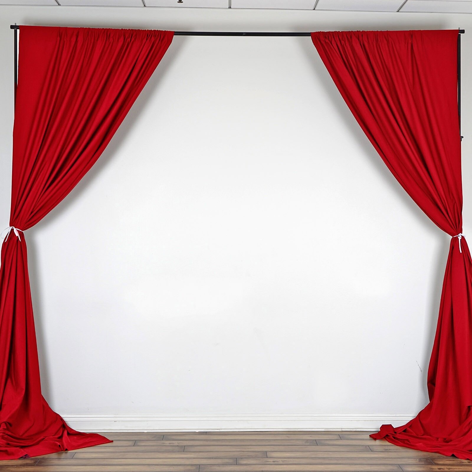 Set of 2 | 5ft W X 10ft L Red Fire Retardant Scuba Polyester Curtain ...