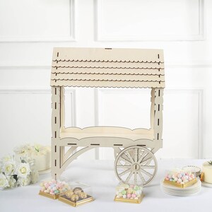 25" Mini Natural Wooden Candy Cart Sweet Stall Display Stand, Wooden ...