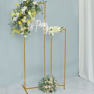 6.5ft Slim Gold Wedding Arch, Metal Backdrop Stand, Rectangular Floral ...