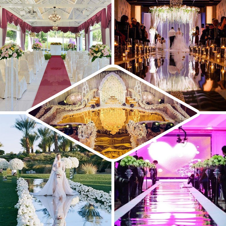 3FT X 65FT Silver Mirrored Floor Wedding Aisle Runner, Wedding Carpet ...