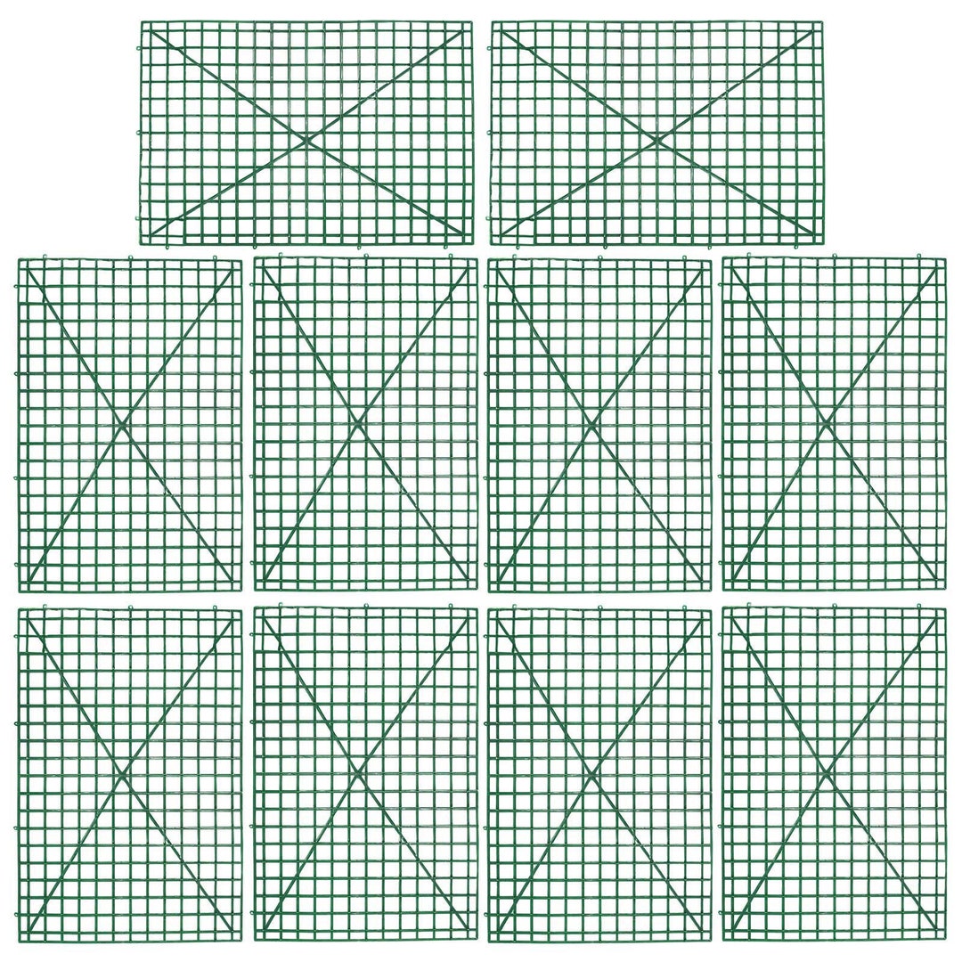 10 Pack | 24"x16" Dark Green Plastic Mesh Flower Wall Panel Fence ...