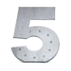 20 Vintage Metal Marquee Number Lights Cordless With 16 Warm White LED ...