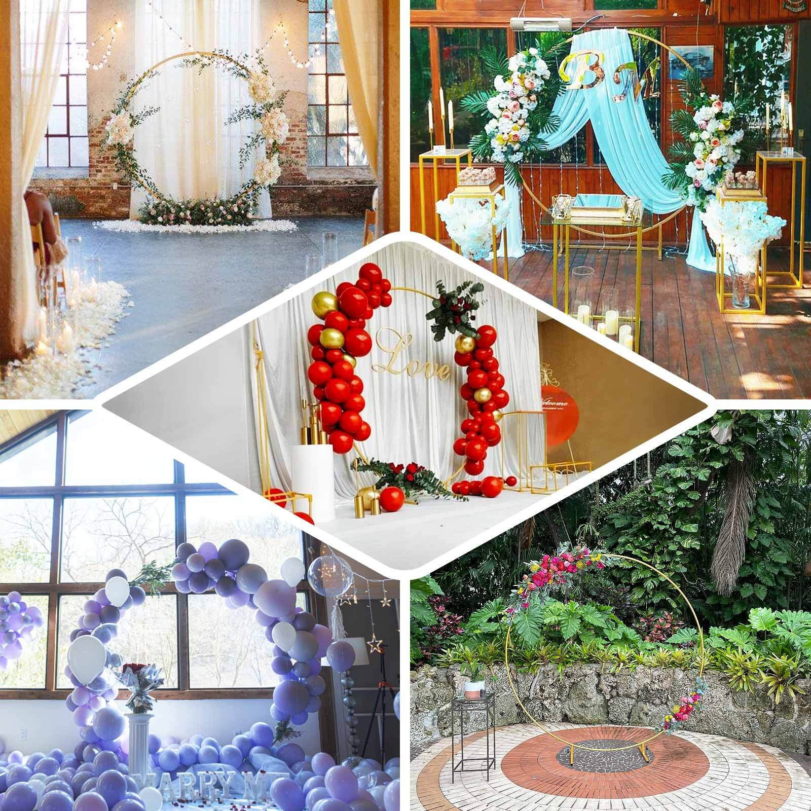 6.5ft Gold Metal Wedding Arch, Balloon Garland Hoop, Round Backdrop ...