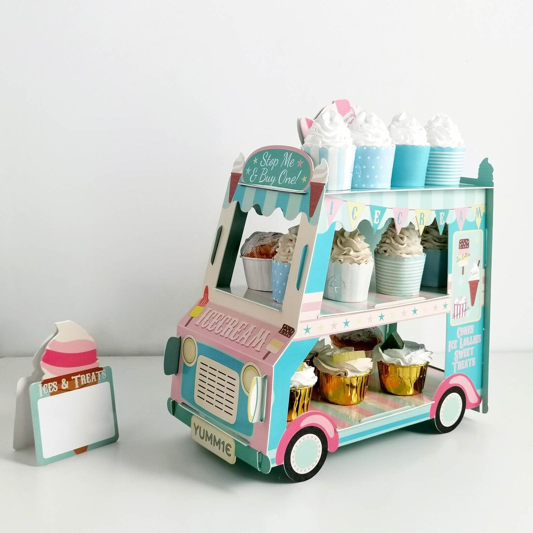 16 3 Tier Cardboard Ice Cream Truck, Miniature Truck, Table Decor ...