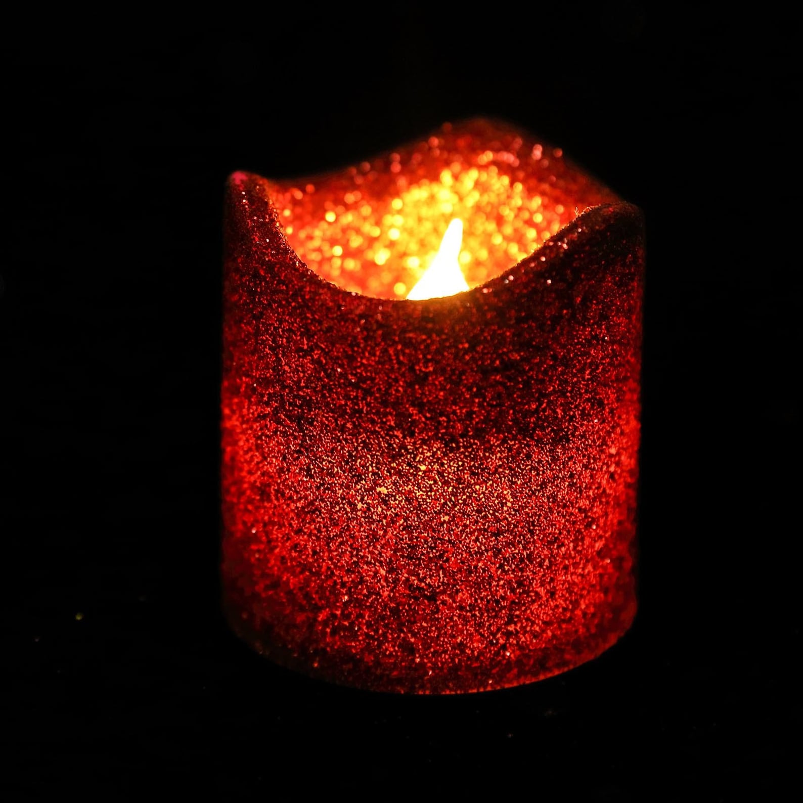 12 Pack Red Glitter LED Flameless Candles, Battery Operated Votive ...