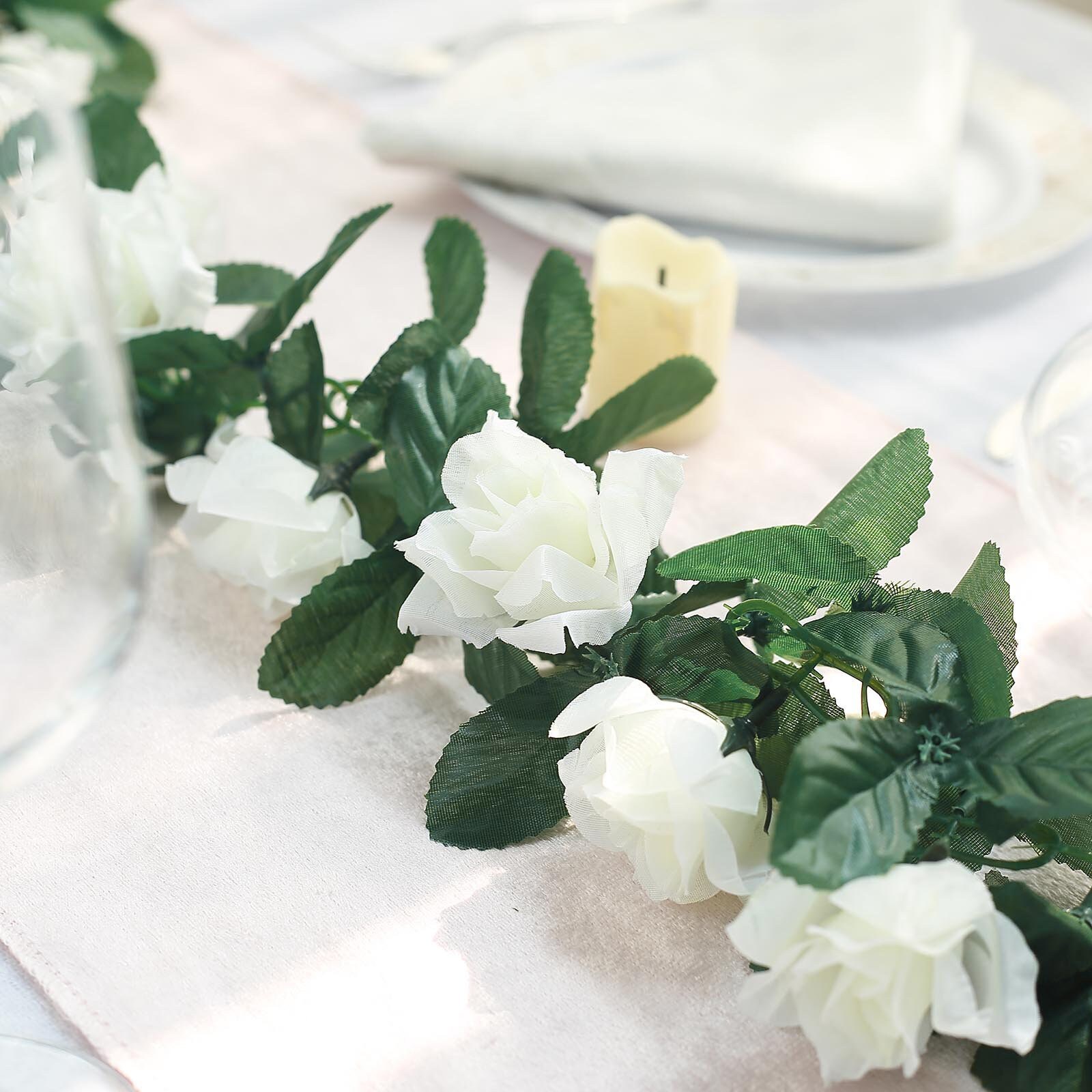 6FT Cream Silk Rose Vine, Fake Rose Garland, Hanging Roses, Wedding ...