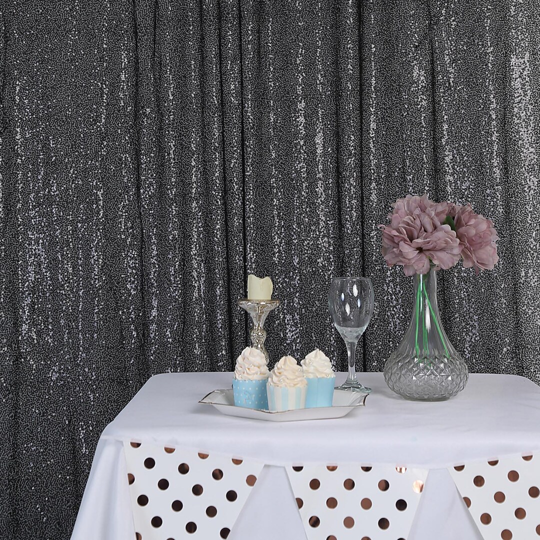 Black Glitz Sequin Backdrop, Photo Booth Backdrop Sequin Drapes ...