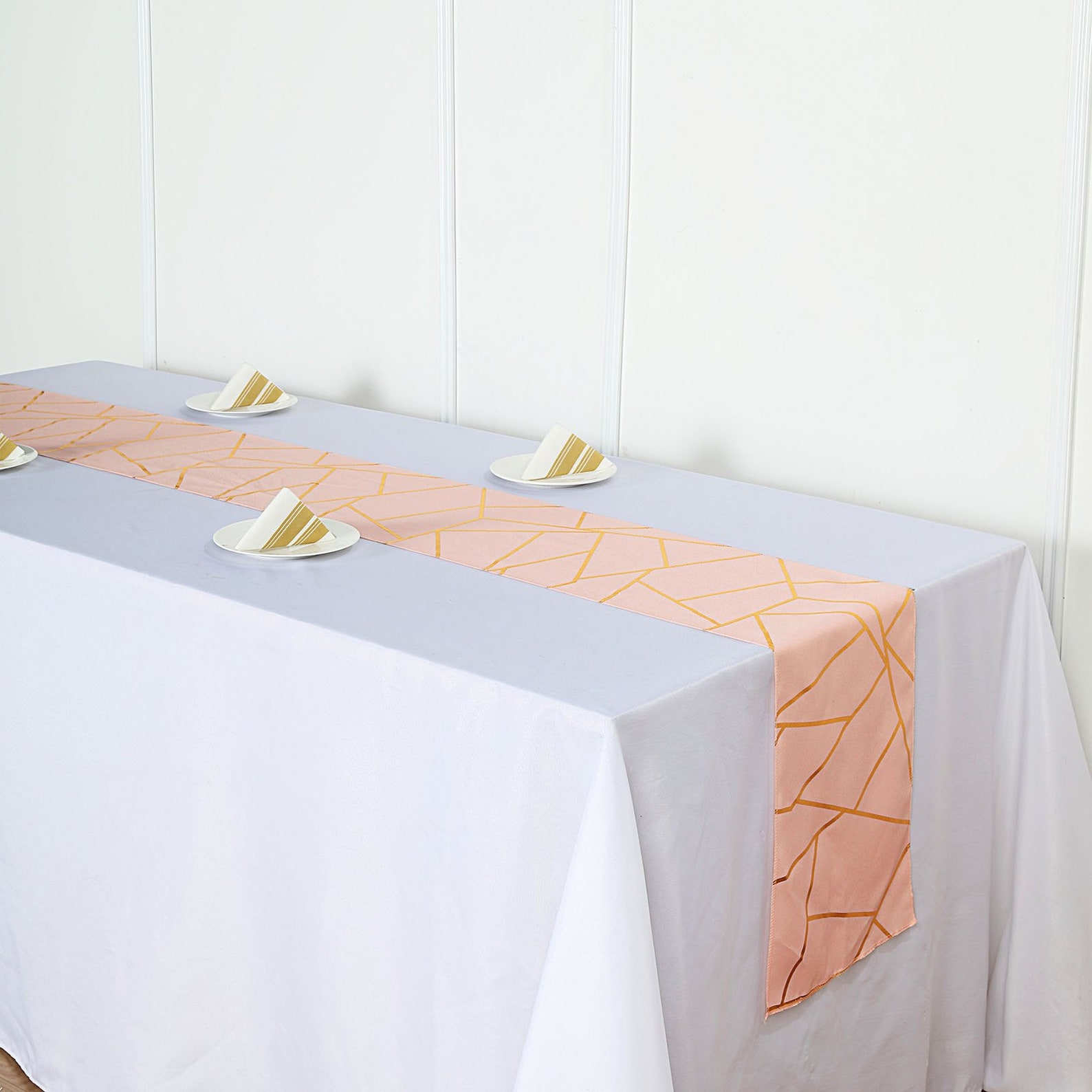 9 FT Blush Table Runner With Gold Foil Patterns Geometric - Etsy