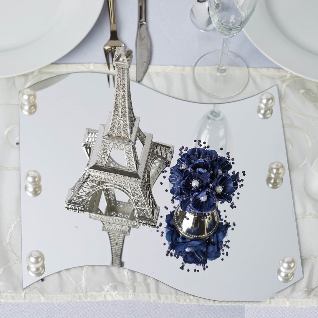 Set of 4 | 12" Wave Glass Mirrors, Decorative Mirrors, Wave Mirrors ...