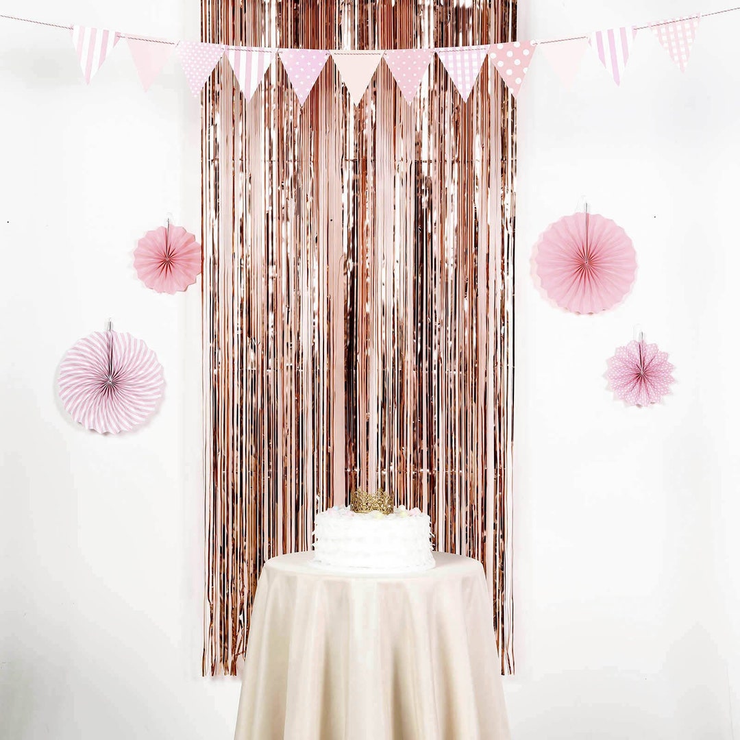 8FT Metallic Tinsel Foil Fringe Curtain, Party Photo Booth Backdrop ...