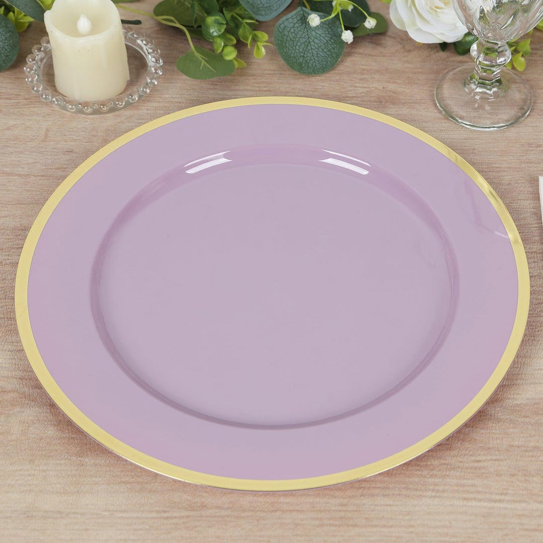 10-pack Economy Plastic Charger Plates 12" Round Lavender Lilac With ...