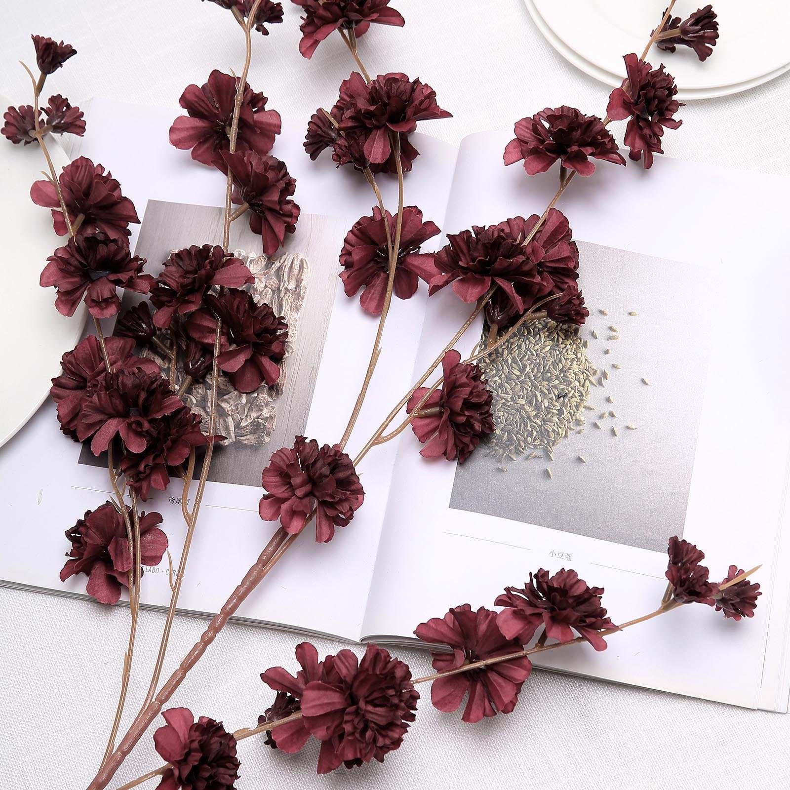 42" Artificial Carnation Flower Spray, Silk Carnation, Floral ...