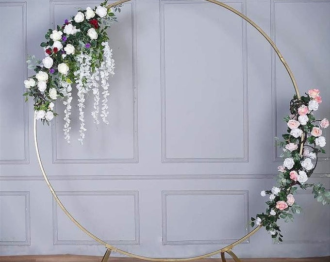 7.5ft Gold Metal Wedding Arch Flower Garland Hoop Round - Etsy