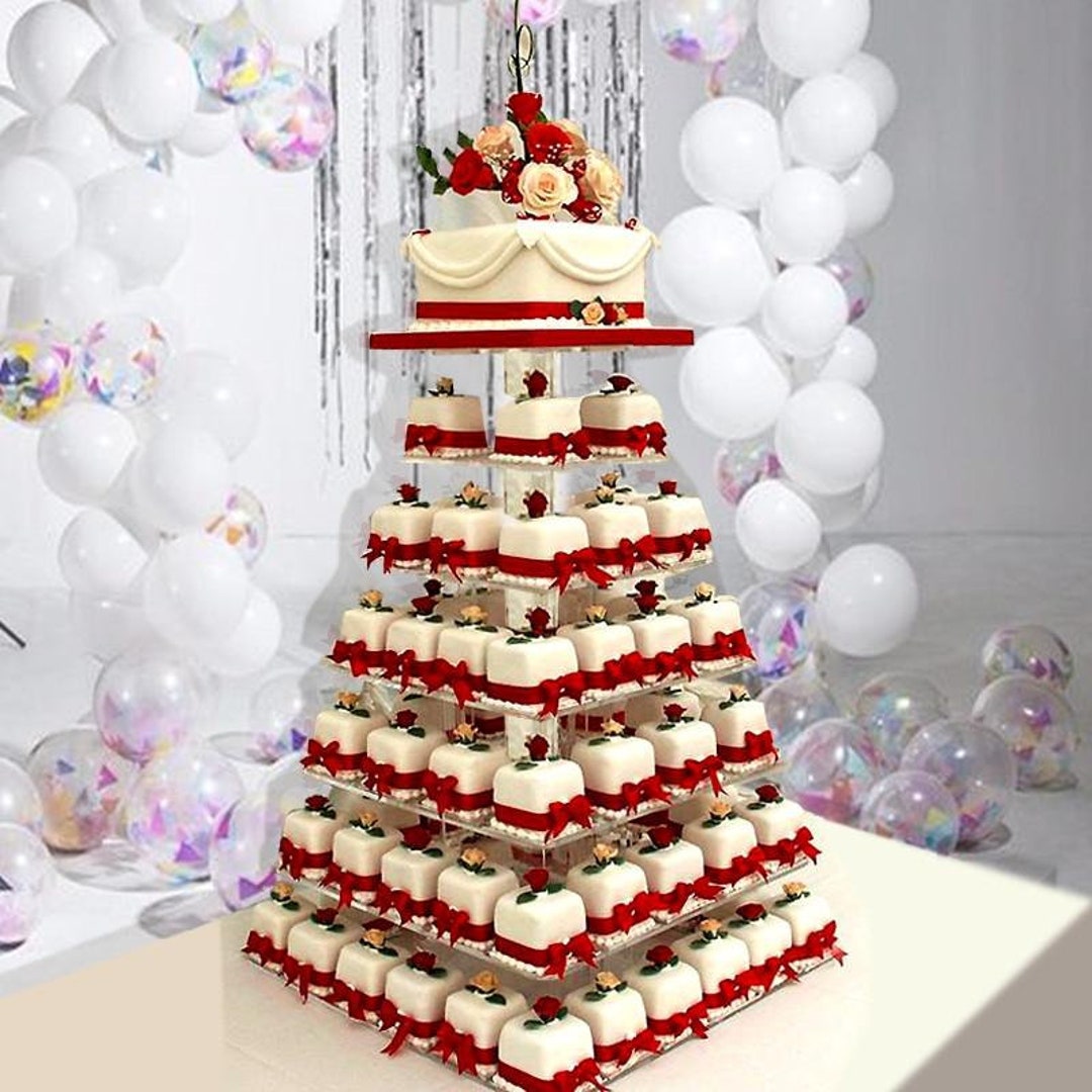 7 Tier 25 Clear Cupcake Stand, Acrylic Glass Cake Stand Riser, Square ...