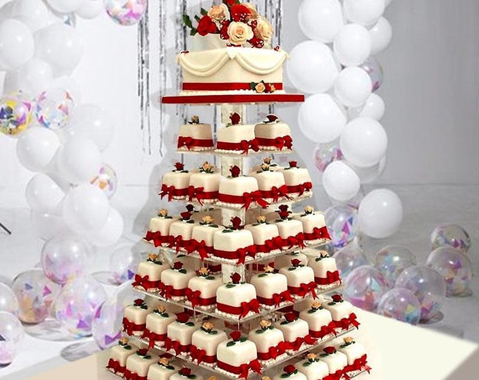 7 Tier | 25" Clear Cupcake Stand, Acrylic Glass Cake Stand Riser ...