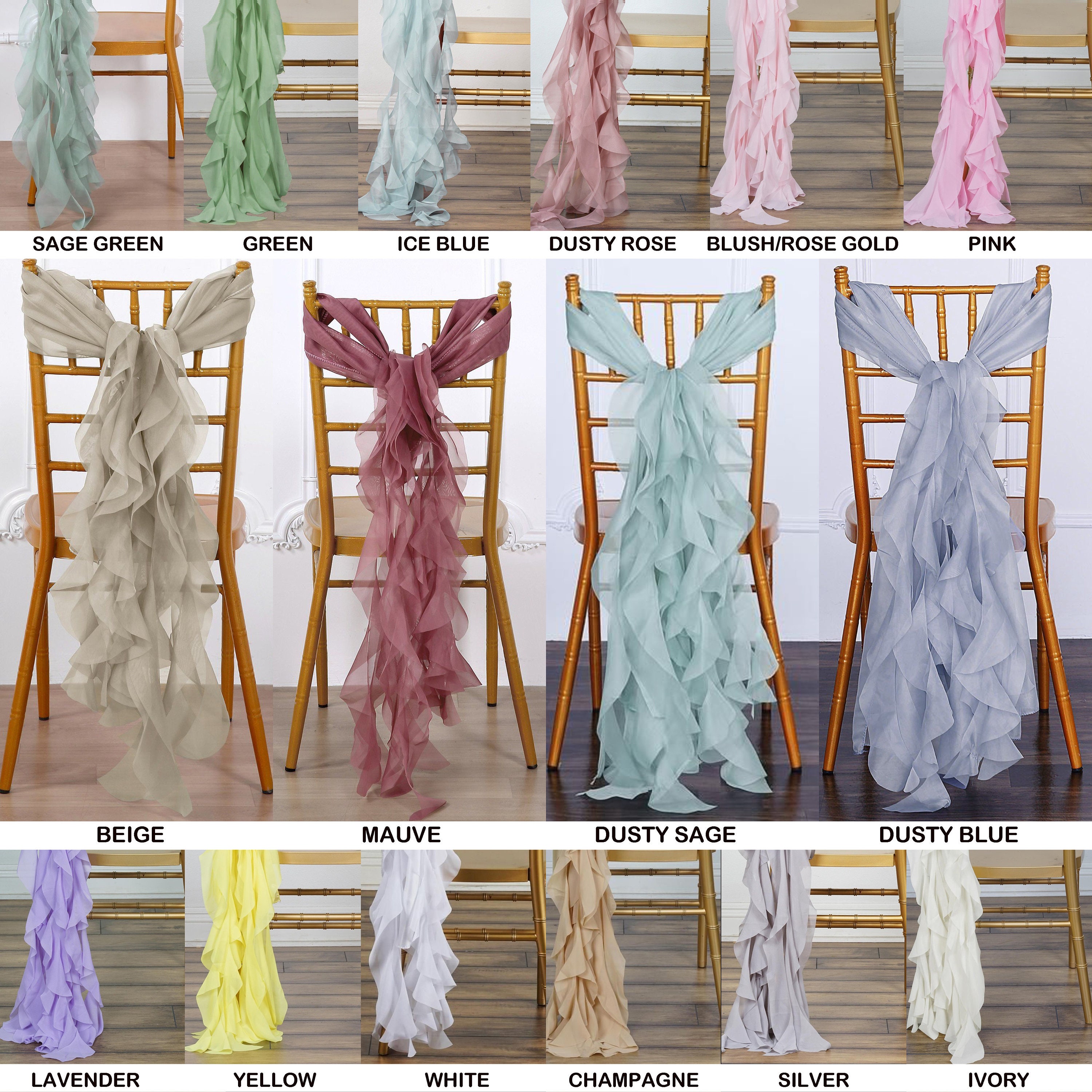 Set of 6 Strands Chiffon Sash for Chair Decor Wedding Chair - Etsy