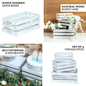 Set of 3 - Whitewashed Wood Crates, Rustic Boxes Boho Vintage Decor ...