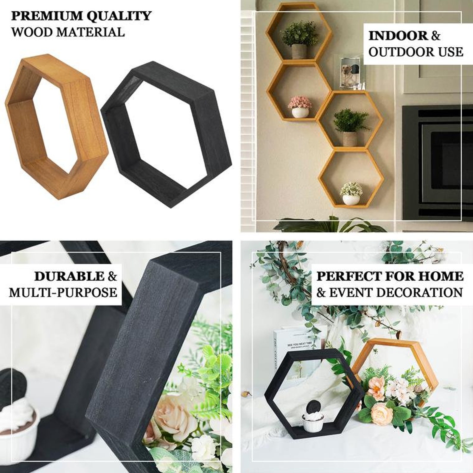2 Pack 9 Tall Hexagon Display Shelf Geometric - Etsy