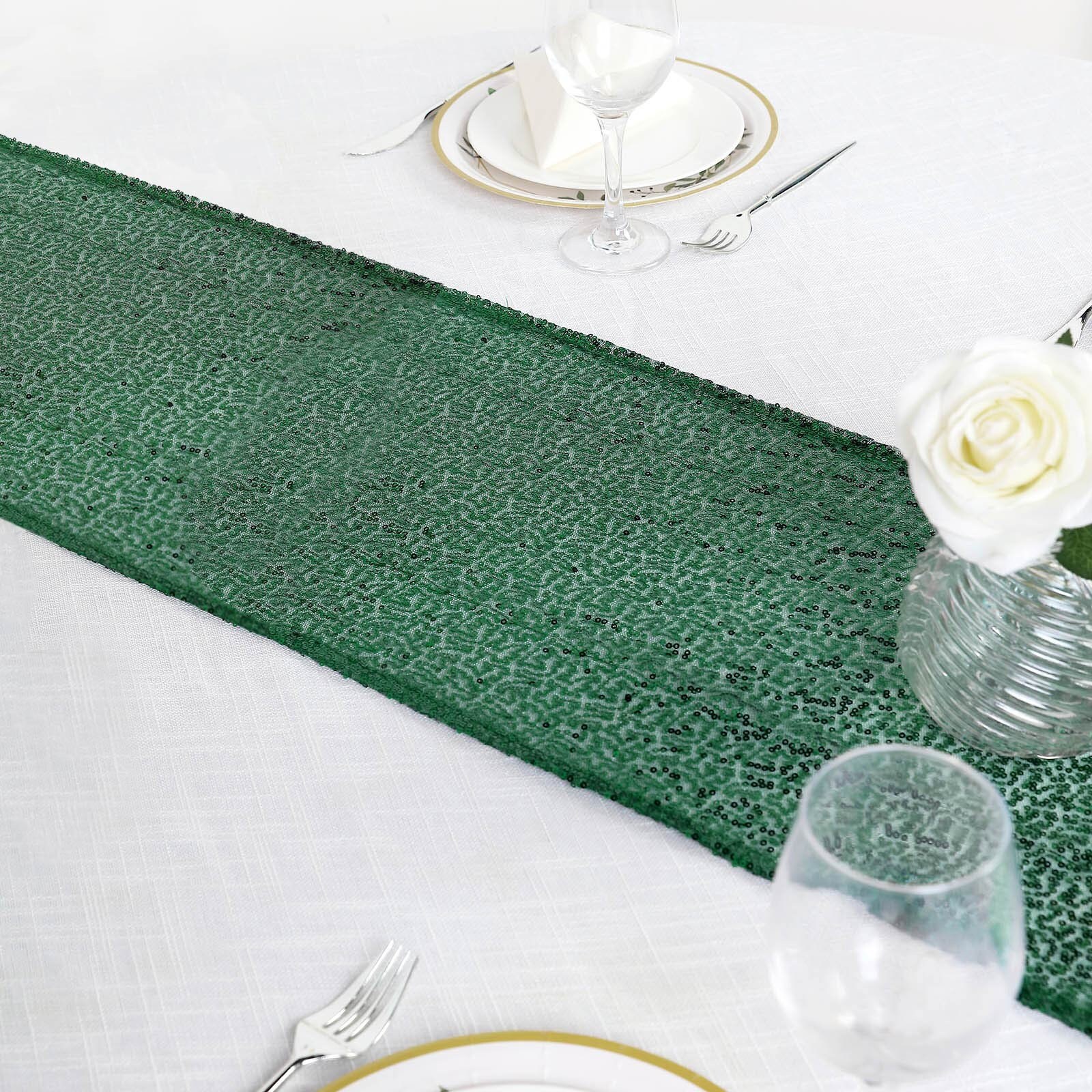12x108 Hunter Emerald Green Sequin Table Runners - Etsy