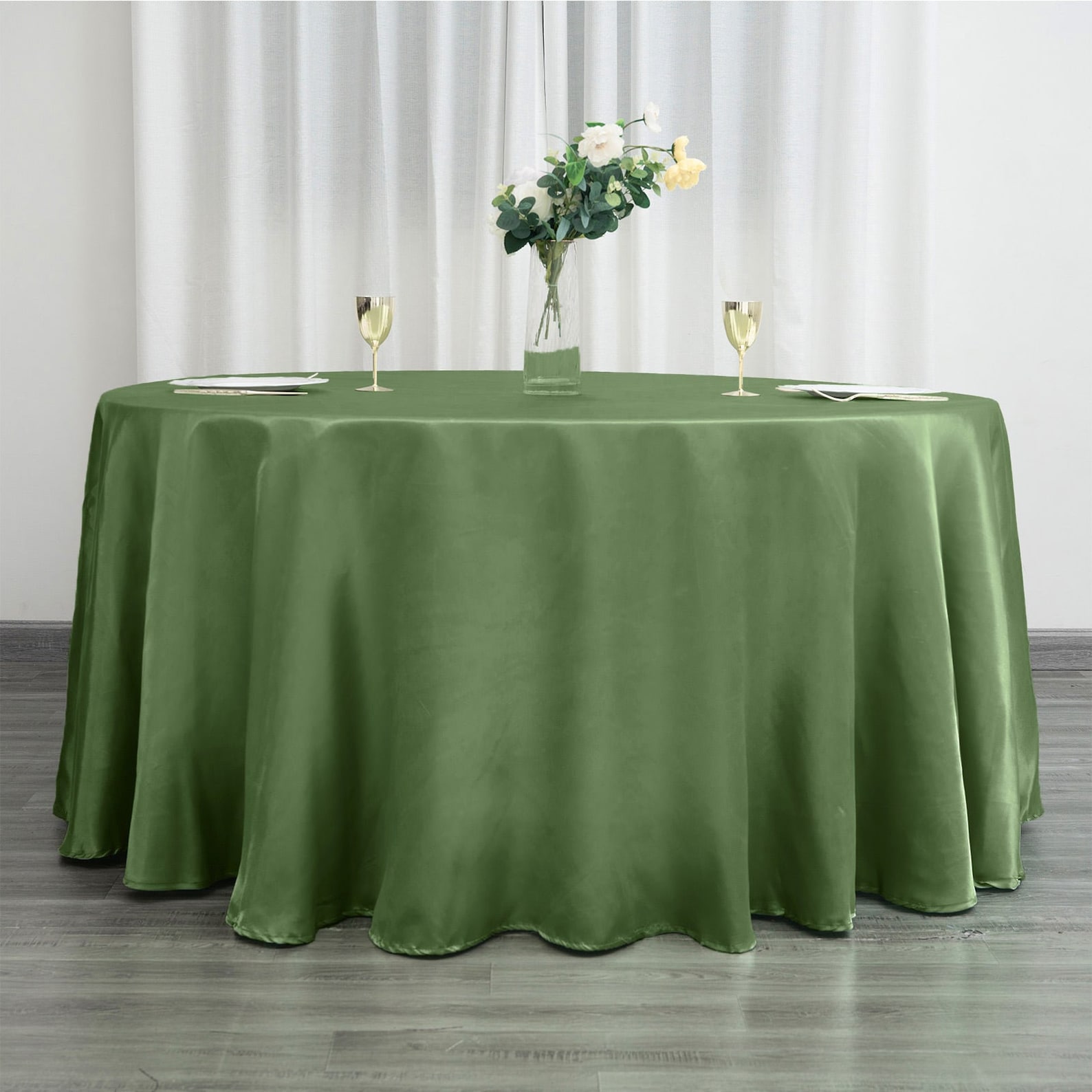 120 Olive Green Satin Round Tablecloth - Etsy