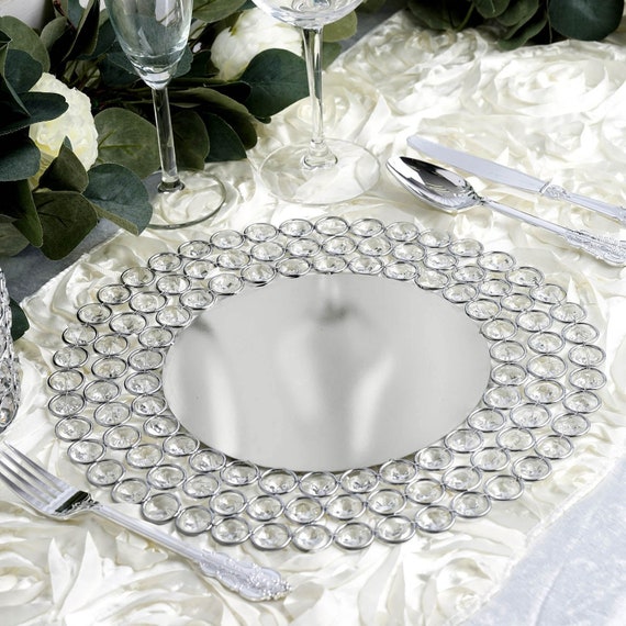 14 Silver Wired Metal Charger Plate With 118 Acrylic - Etsy