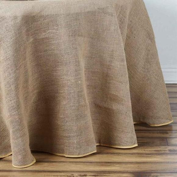 90" Natural Tone Burlap Tablecloth, Jute Tablecloth, Round Tablecloth ...