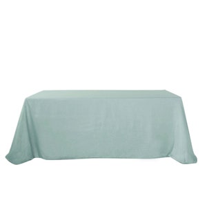 90x132" Dusty Blue Premium Faux Linen Rectangular Tablecloth, Wrinkle ...