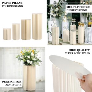 24" Ivory Wedding Props Stage Origami Round Pillar Set Baby Shower ...