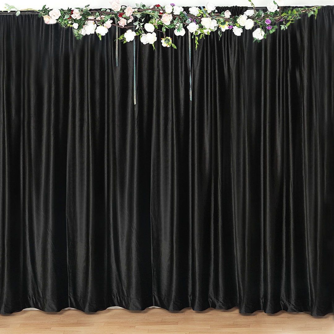 8ft X 8ft Black Velvet Backdrop Drapes, Curtains With Rod Pockets ...