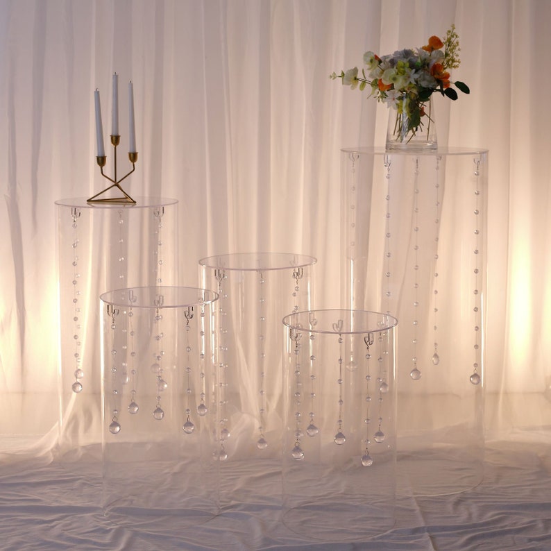 Set of 5 Clear Acrylic Cylinder Plinth Pedestal Stand - Etsy