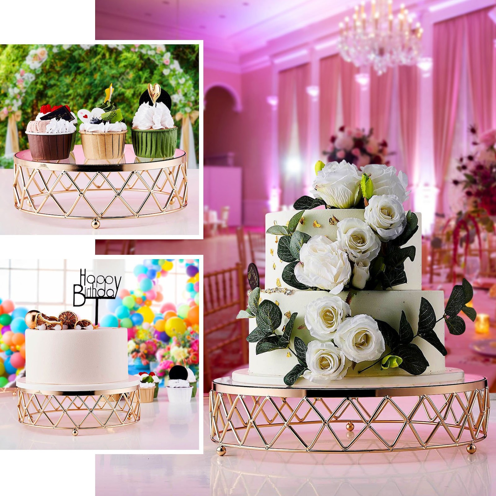 14 Round Gold Metal Geometric Cake Stand Display Riser - Etsy