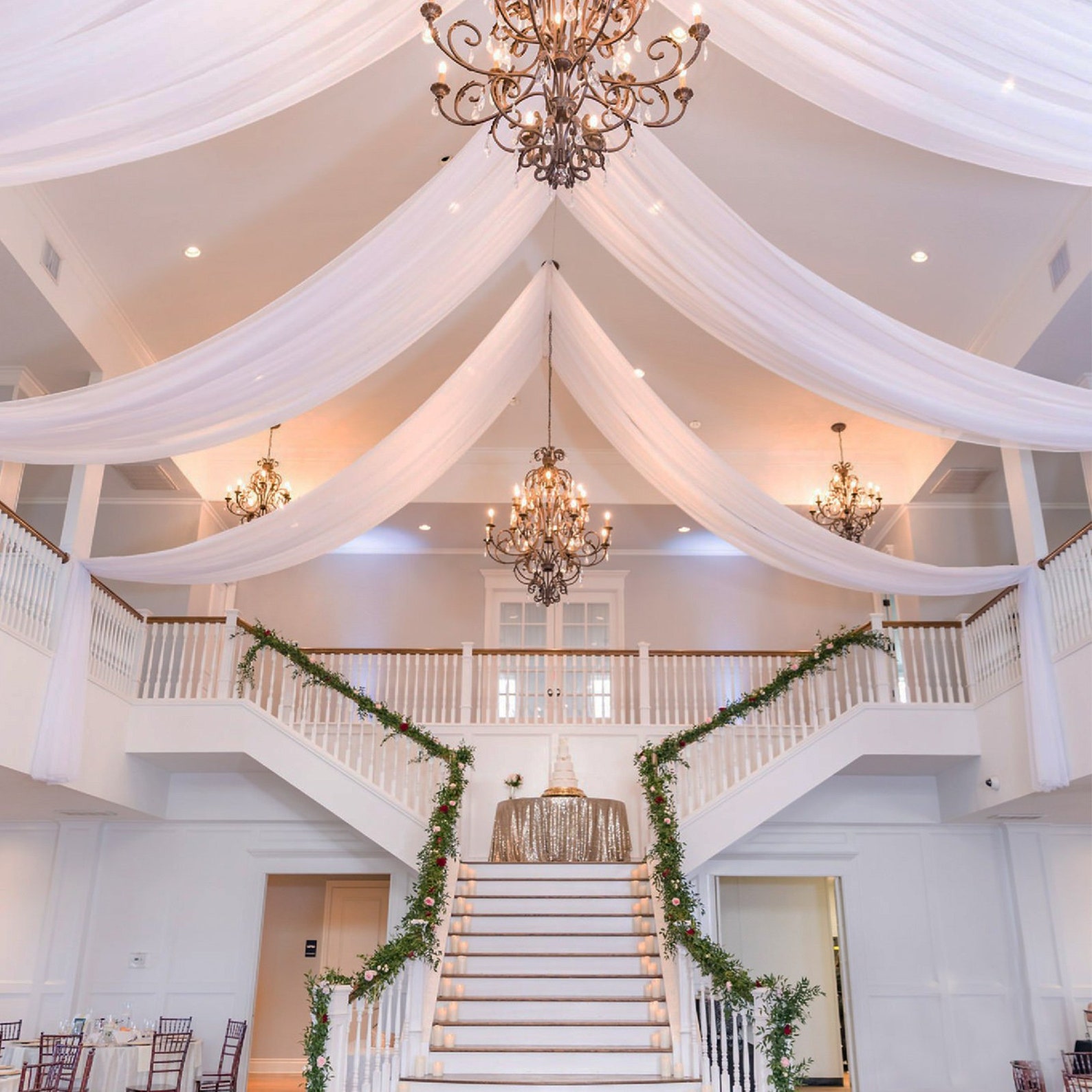 40ft White Ceiling Drapes Sheer Curtain Panels Fire Retardant - Etsy