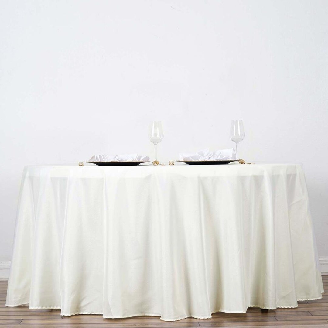 120" Ivory Polyester Round Tablecloth - Etsy