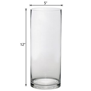 12" Glass Flower Vase, Cylinder Glass Vase, Glass Vase for Candles ...