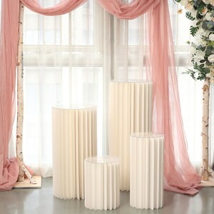 24" Ivory Wedding Props Stage Origami Round Pillar Set Baby Shower ...