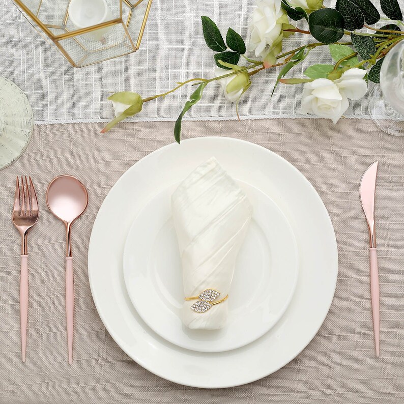 24 Pack - 8" Rose Gold Modern Flatware Set, Heavy Duty Plastic ...