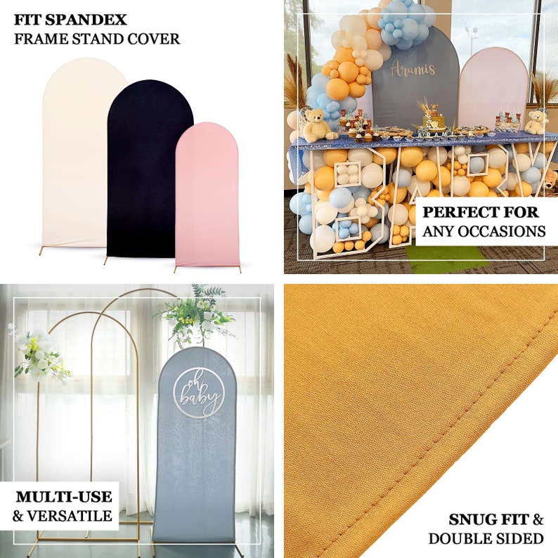 5ft | Matte Beige Spandex Fitted Wedding Arch Covers for Round Top ...