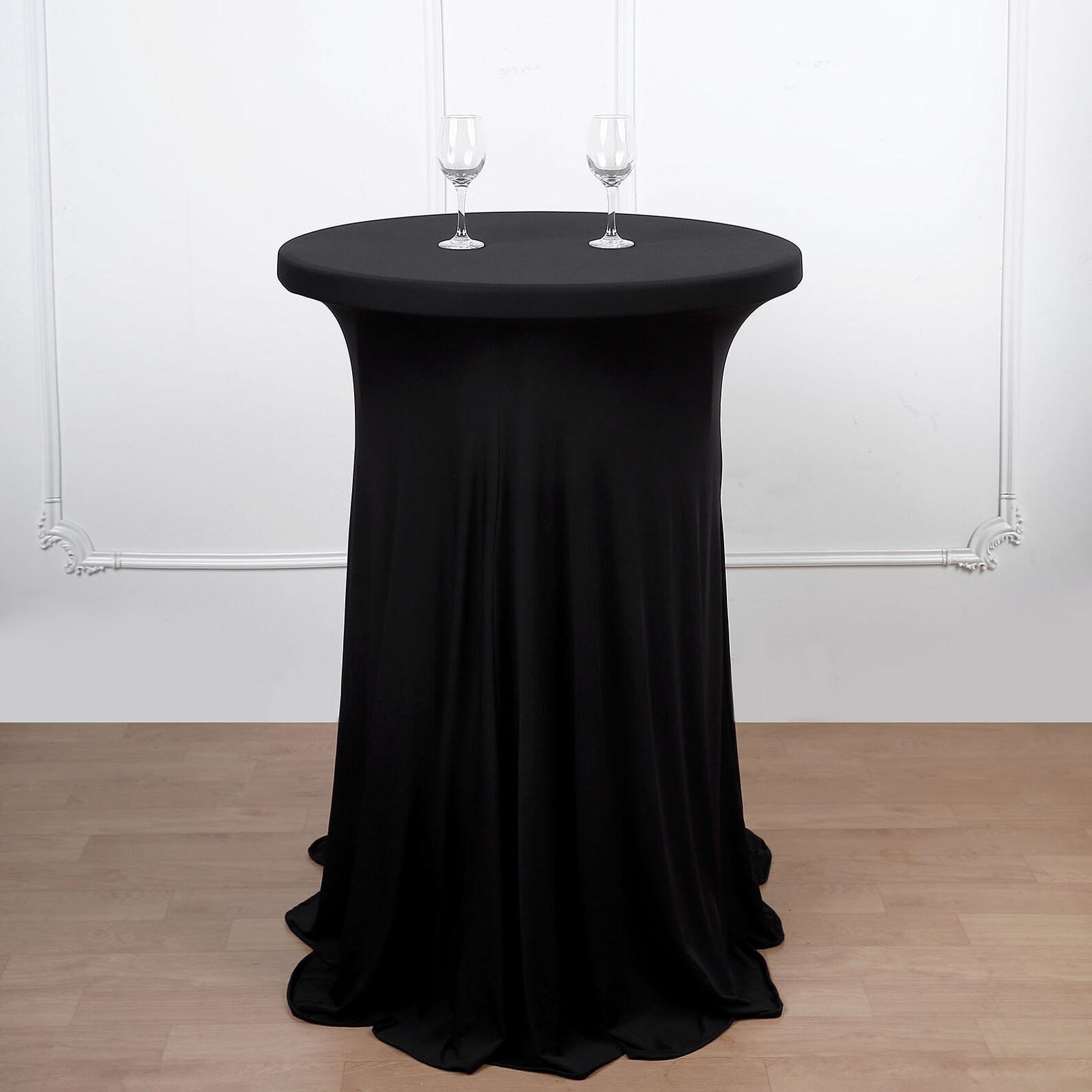 Round Spandex Tablecloth, Highboy Cocktail Table Cover With Natural ...