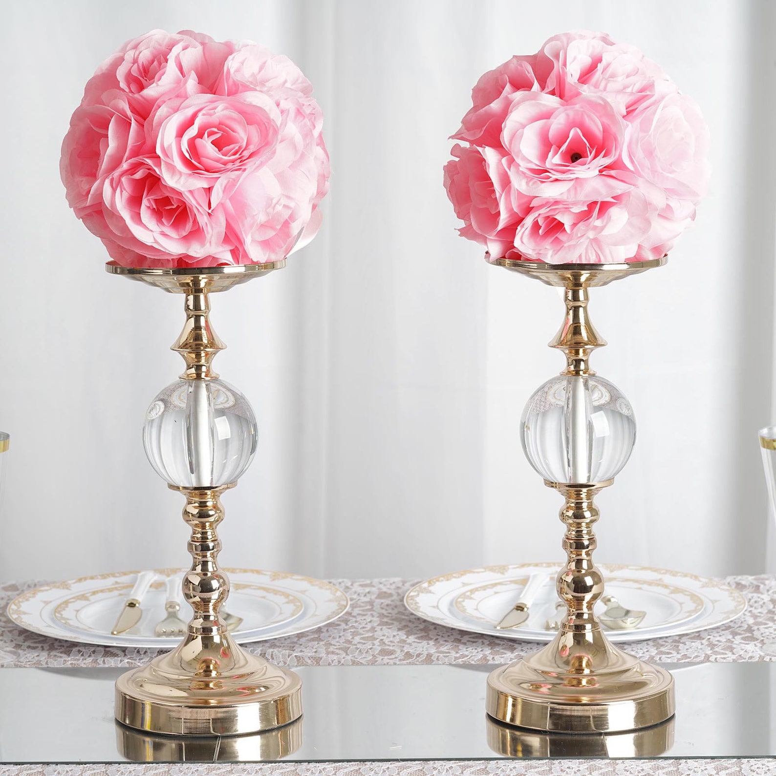 2 Pack | 7" Pink Flower Ball, Rose Kissing Balls, Hanging Pomander ...