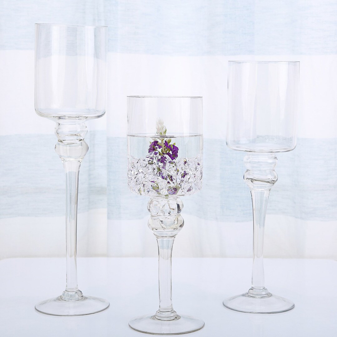 Set of 3 | Clear Glass Vase, Flower Vase, Cylinder Glass Vase, Glass ...