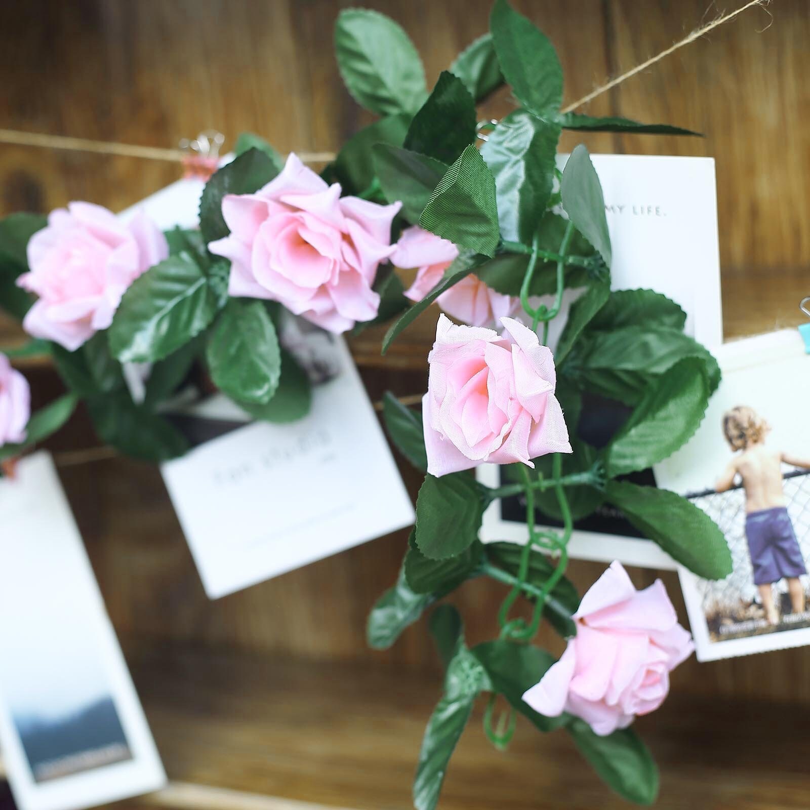 6FT Pink Silk Rose Vine Fake Rose Garland Hanging Roses | Etsy